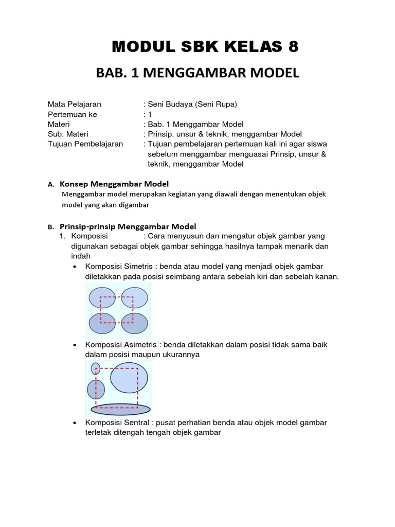 Bab. 1 Menggambar Model (MODUL SBK KELAS 8 BAB. 1 (KE 4) ) | PDF