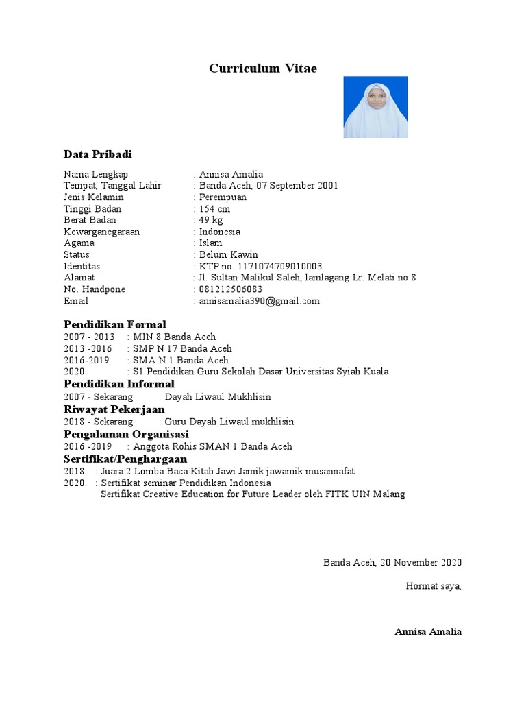 Cv. Annisa Amalia | PDF