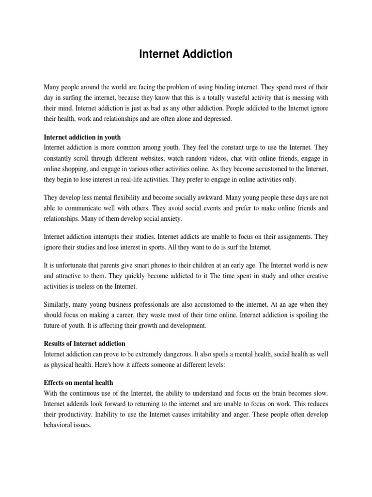 Internet Addiction in Youth | PDF | Anxiety | Behavioural Sciences