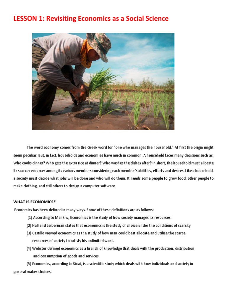 LESSON 1: Revisiting Economics As A Social Science | PDF | Utility ...