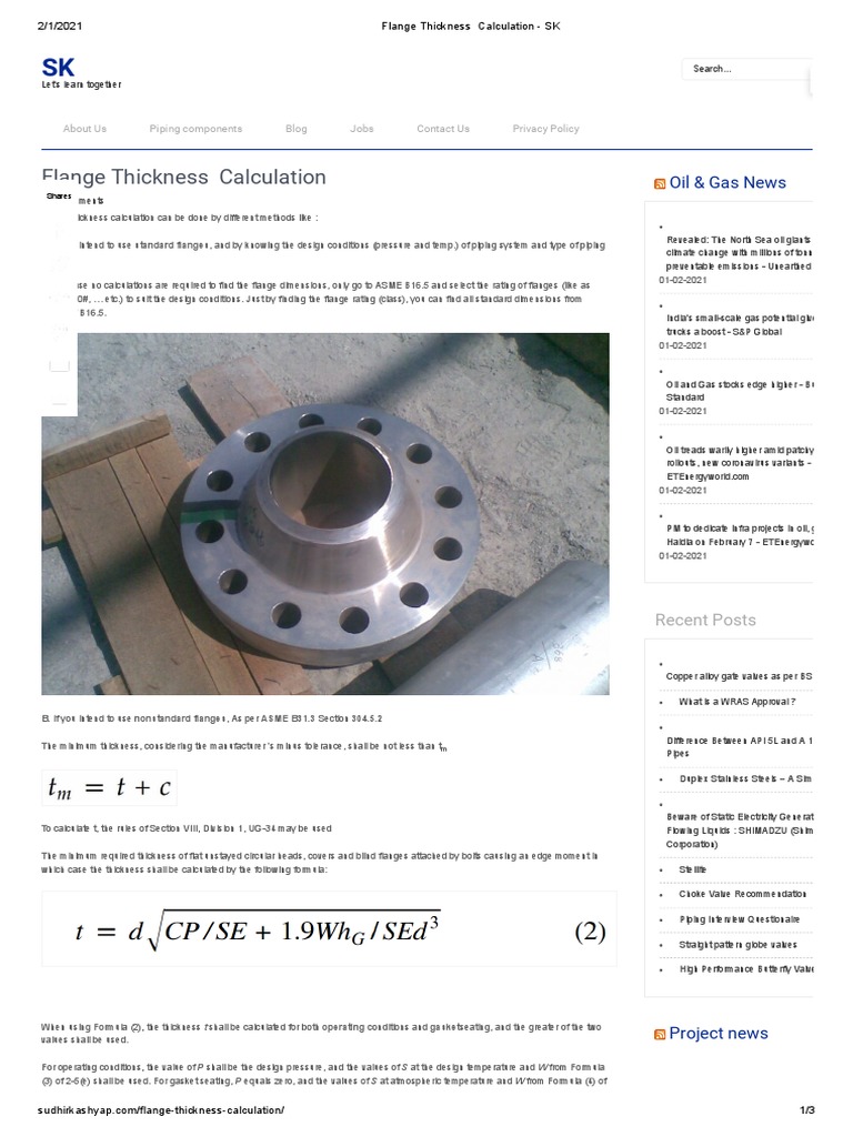 Flange Thickness Calculation Guide | PDF