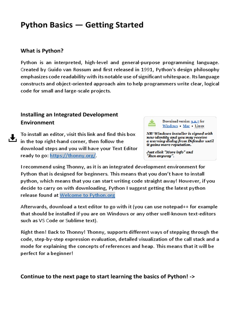 Python Basics | PDF | Python (Programming Language) | Variable (Computer Science)
