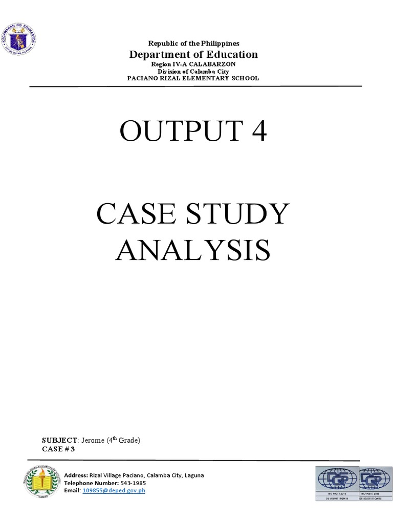 Case Analysis Grade 4 | PDF | Attention Deficit Hyperactivity Disorder ...