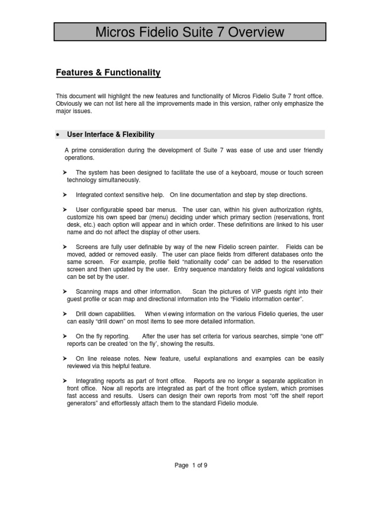 Fidelio Suite 7 Overview | PDF | Invoice | Computing