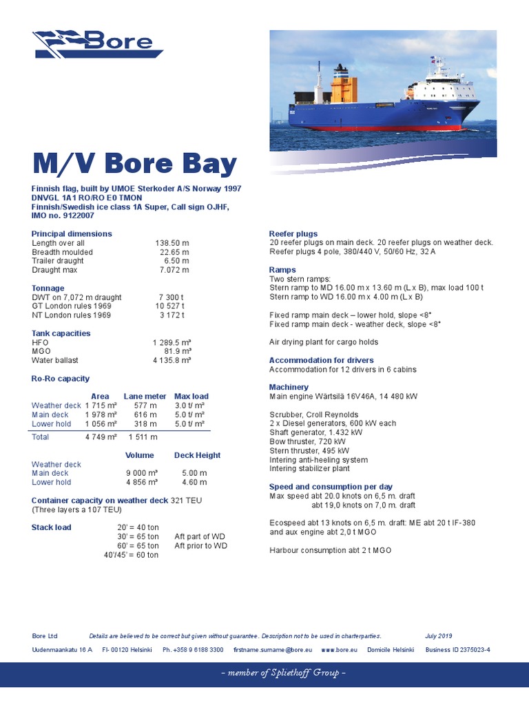 M/V Bore Bay: - Member of Spliethoff Group | PDF | Ships | Shipping
