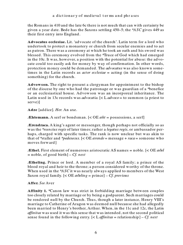 Medieval Terms and Phrases Dictionary | PDF