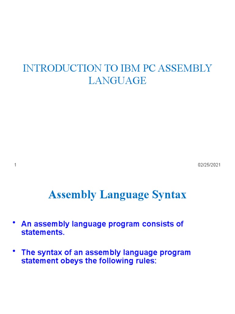 COAL Lec 4 - Intoduction To Assembly Language - Chap 4 | PDF | Assembly Language | Array Data ...