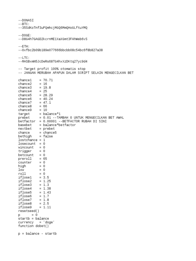Automated Crypto Betting Script Targeting 100% Profit with Adjustable ...