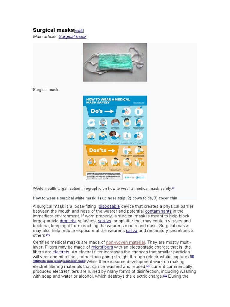 Surgical Masks ( | PDF | Occupational Safety And Health | Medical ...