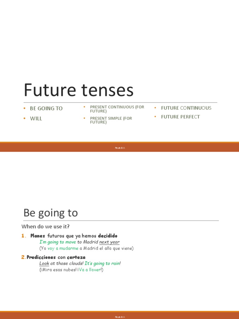 Future Tenses in English For Spanish Students | PDF | Grammar ...
