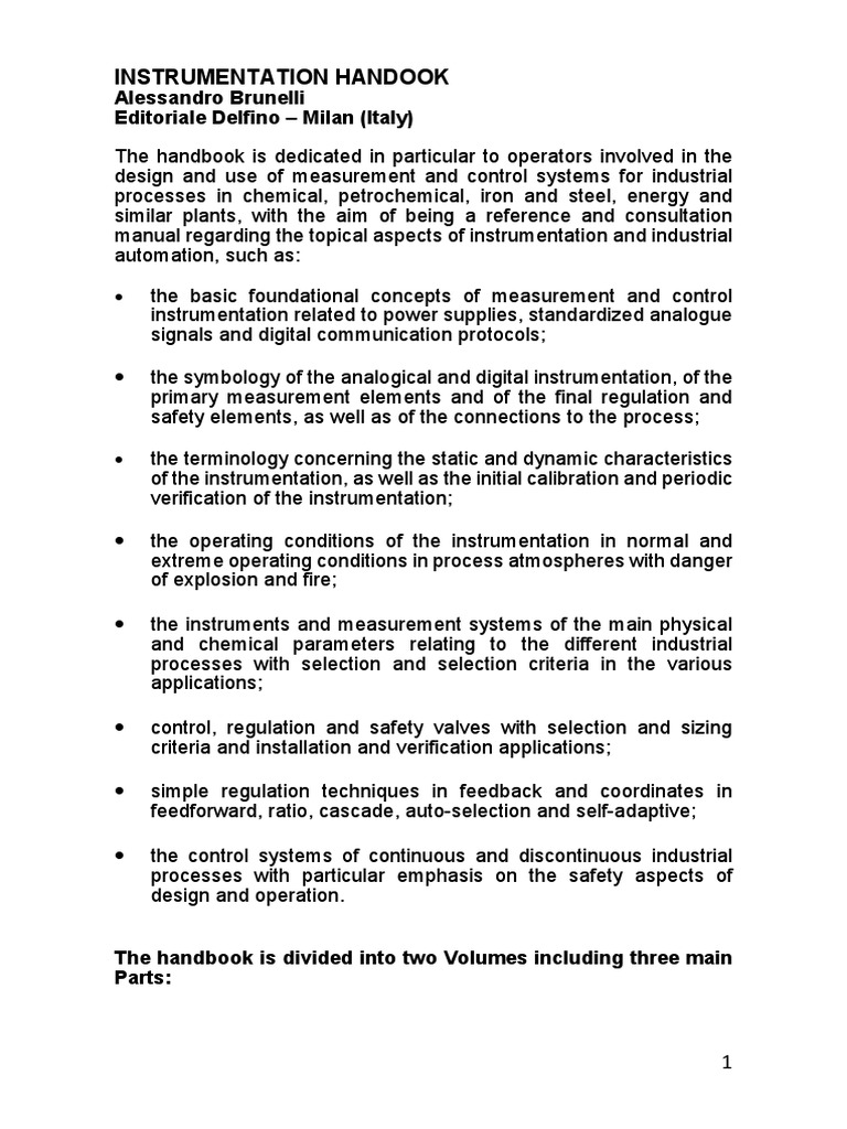 Instrumentation Handbook Guide | PDF | Calibration | Control Theory