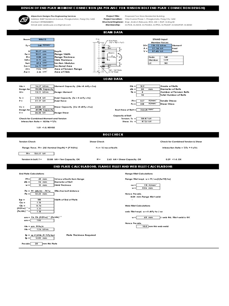 End Plate Connection Design Guide | PDF | Column | Beam (Structure)