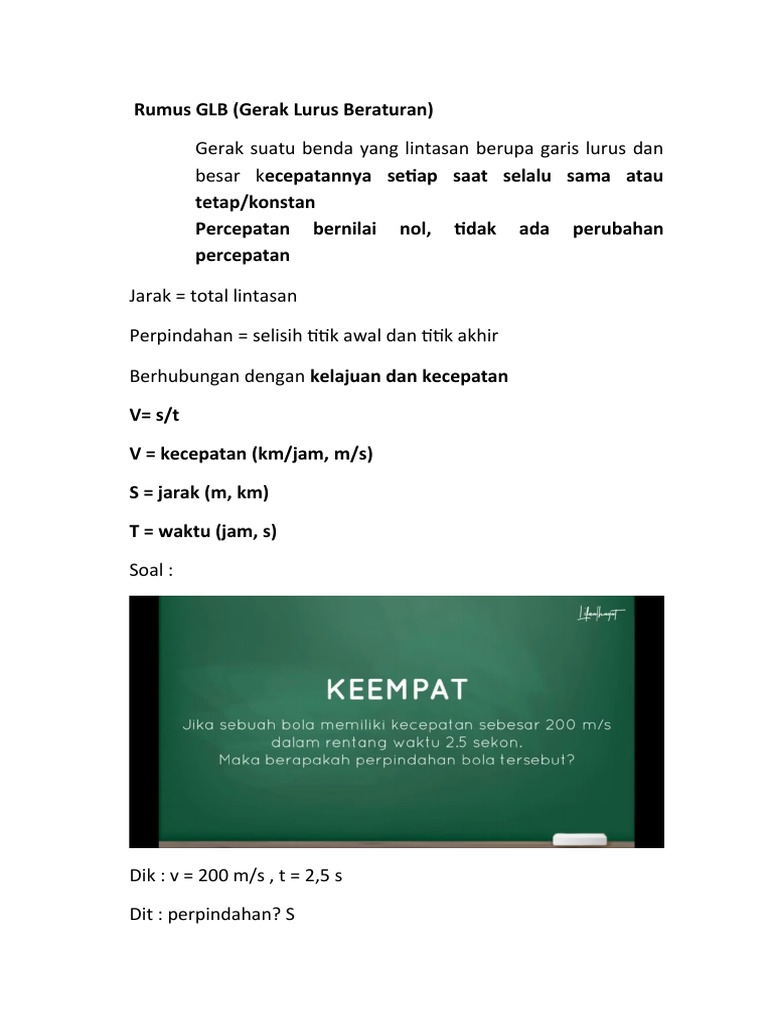 Rumus dan Contoh GLB dan GLBB | PDF