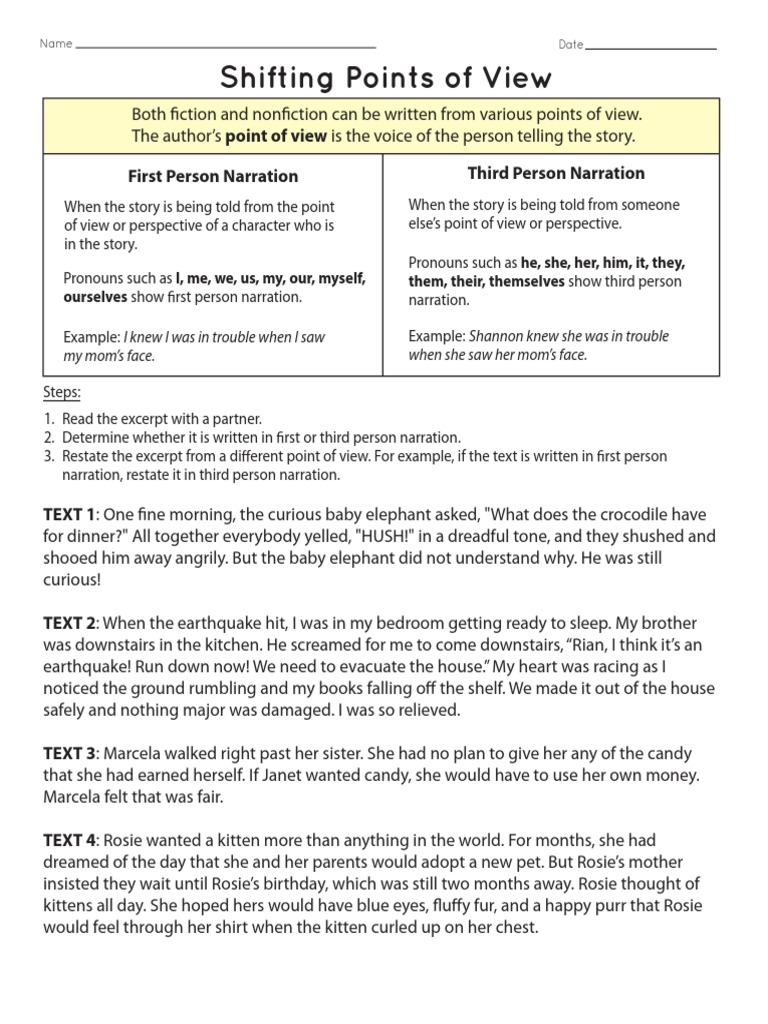 Shifting Points of View: Ourselves Show First Person Narration. Them ...