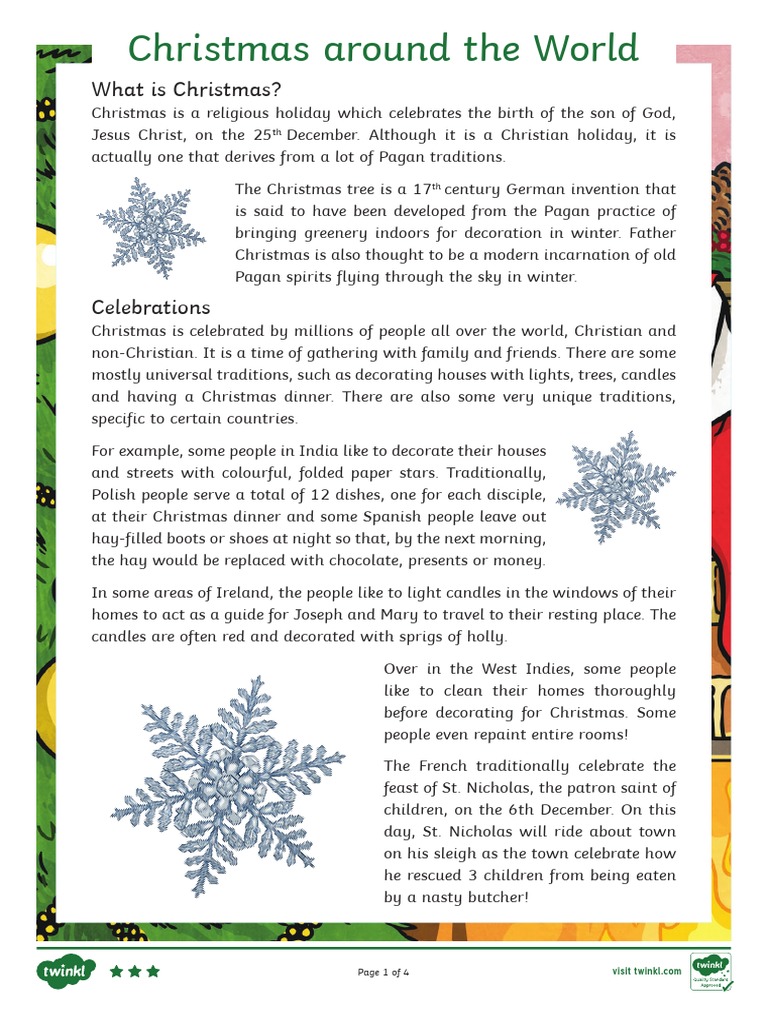 Christmas Around The World Reading Comprehension Higher Ability | PDF ...