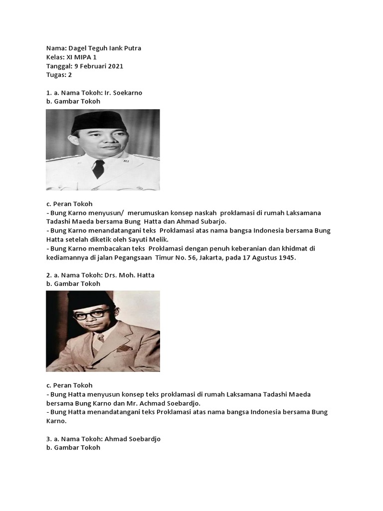 Tokoh-Tokoh Proklamasi Dan Perannya | PDF | Perjalanan