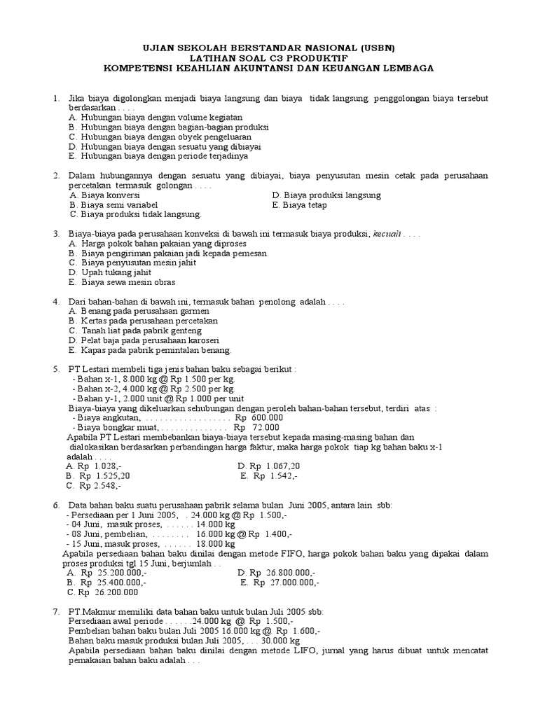 Soal Latihan Uas Akl 2021 | PDF