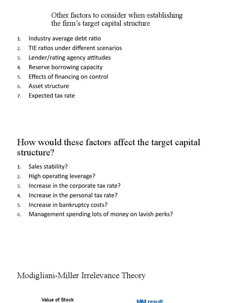 Modigliani-Miller Irrelevance Theory | PDF