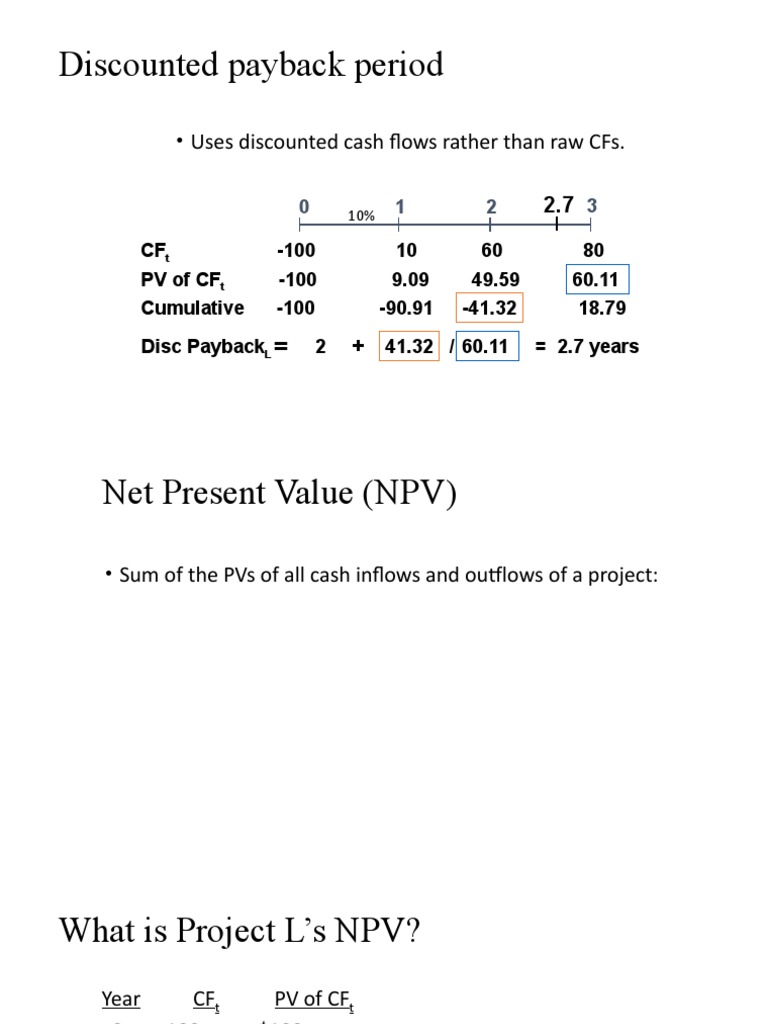 Discounted Payback Period and NPV Calculation | PDF