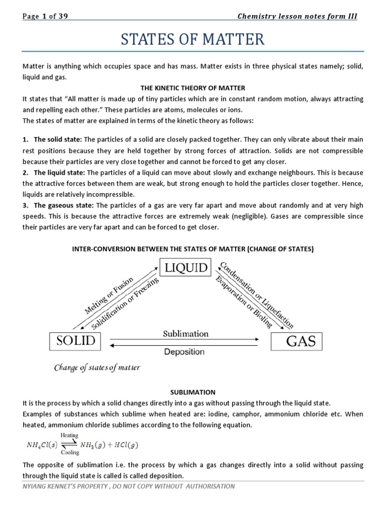 Chemistry Form 3 Notes on Matter | PDF | Ionic Bonding | Ion