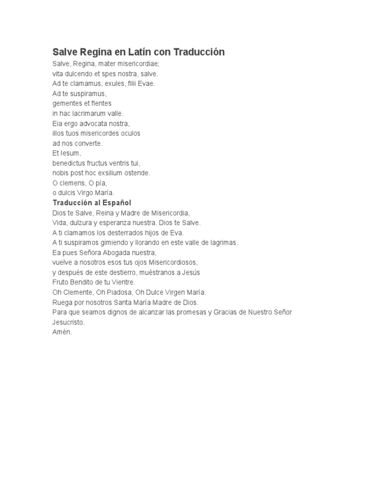 Salve Regina: Letra y Traducción | PDF