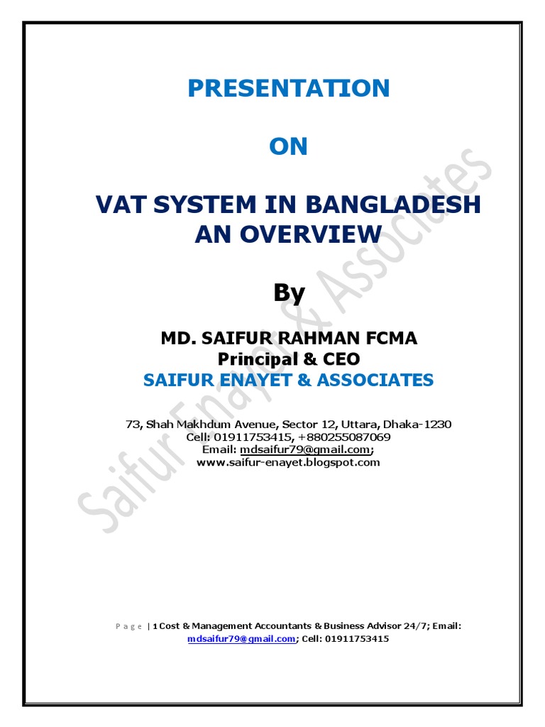 Overview of Bangladesh Vat | PDF | Value Added Tax | Taxes