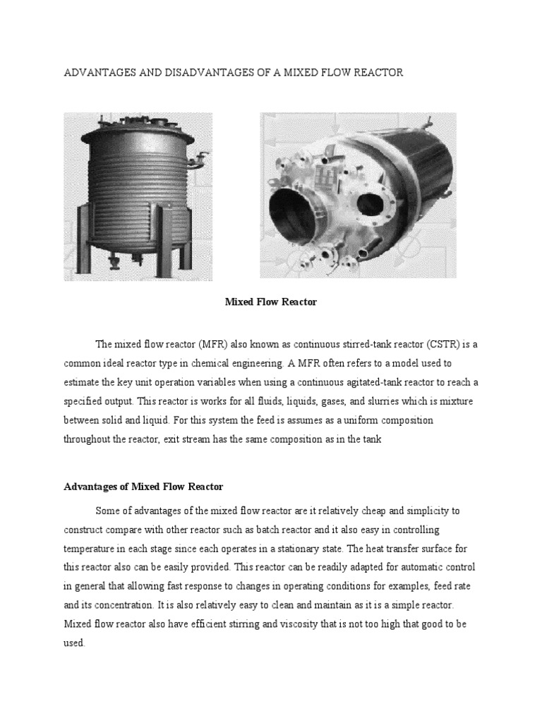 MFR: Advantages and Disadvantages | PDF | Chemical Reactor | Change