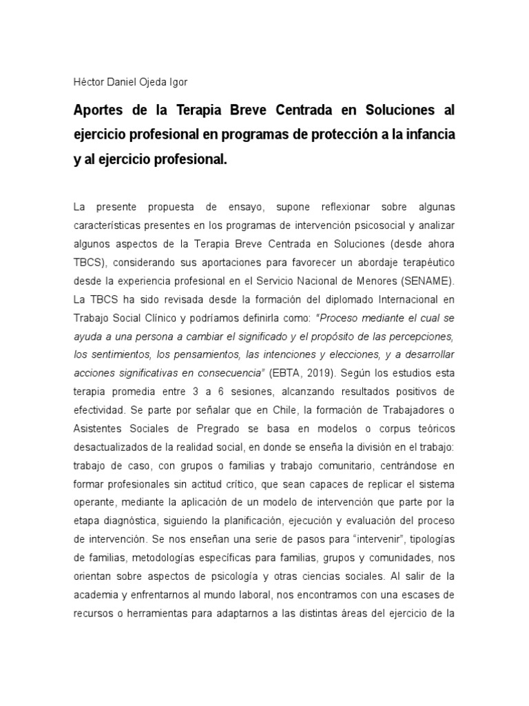 Ensayo Módulo 8 Héctor Daniel Ojeda Igor | PDF | Psicoterapia | Trabajo ...
