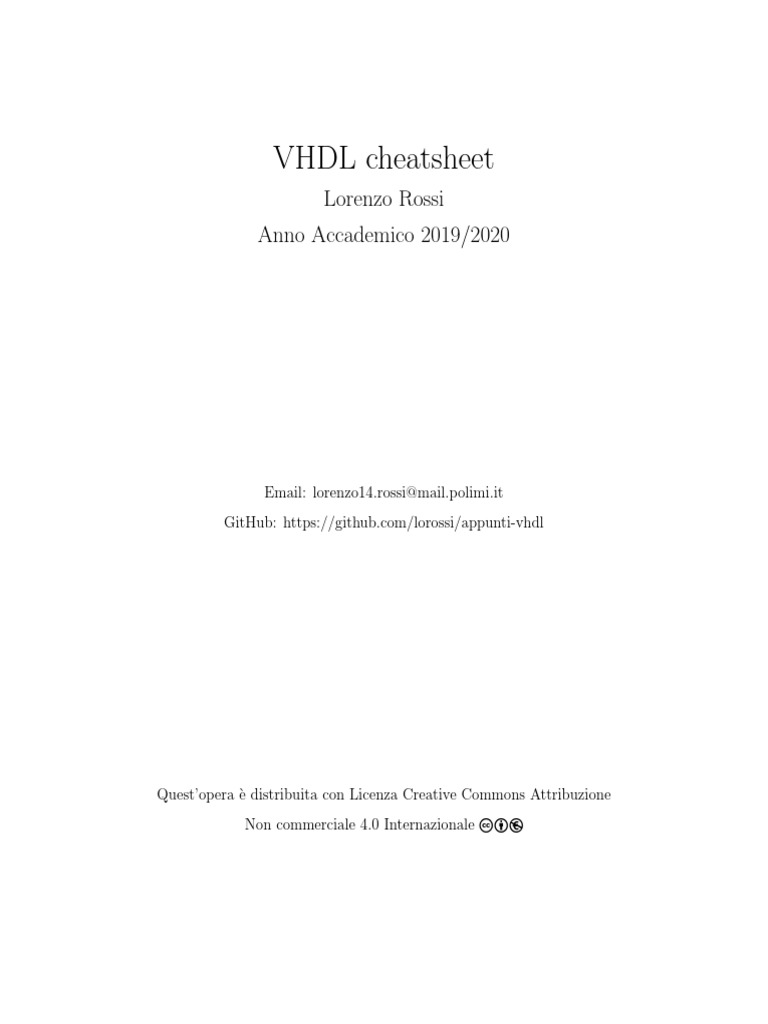 VHDL Cheat Sheet | PDF