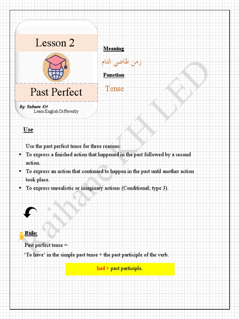 English Lessons3as Rayhane-02past Perfect | PDF
