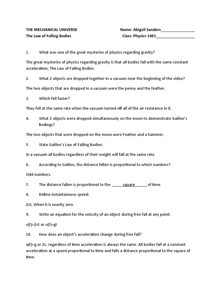 The Law of Falling Bodies | PDF