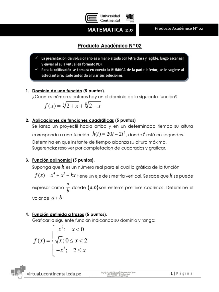Producto Academico 02 2020 | PDF | Función (Matemáticas) | Enseñanza de matemática
