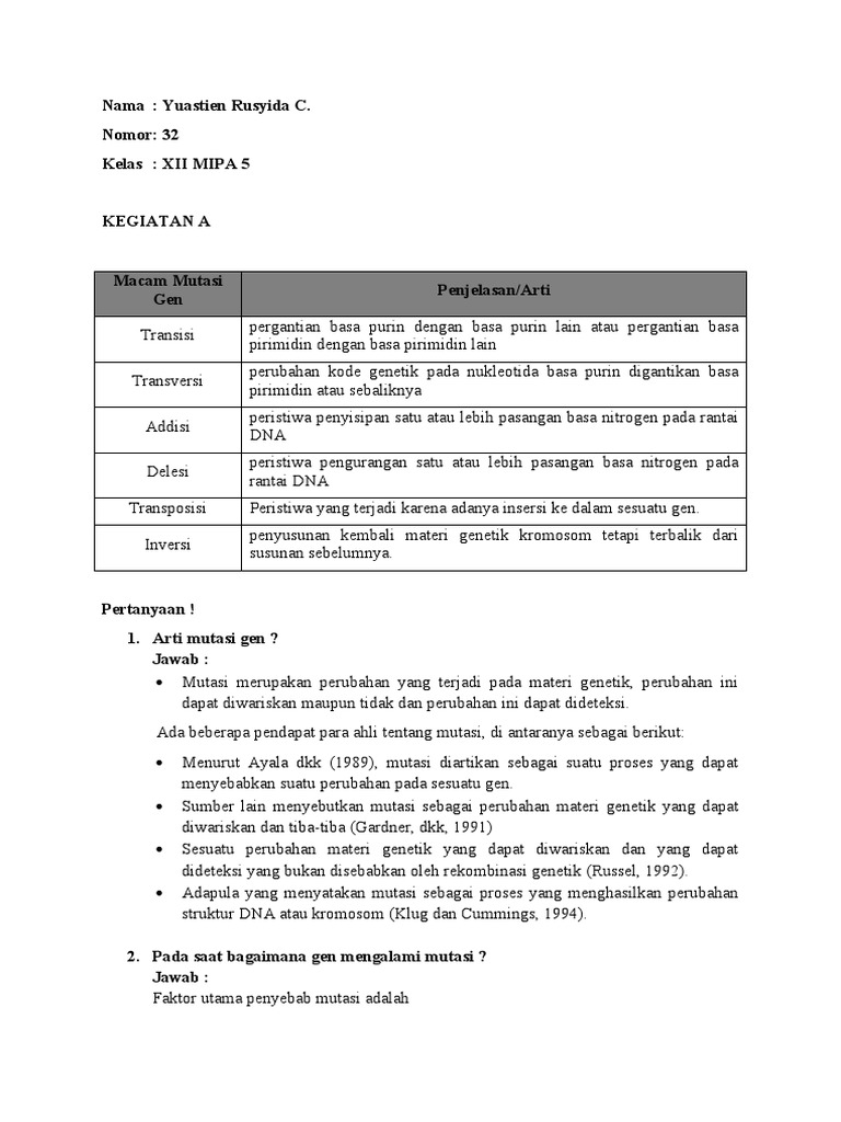Bio Mutasi Gen | PDF