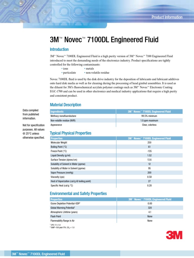Data Sheet HFE-7100DL | Toxicity | Plastic