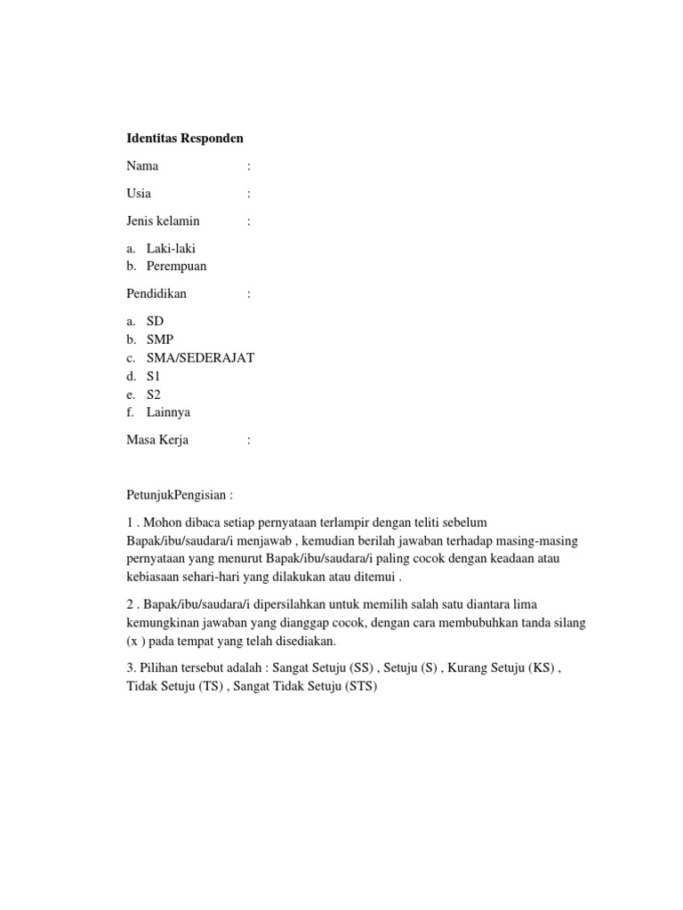 Identitas Responden | PDF
