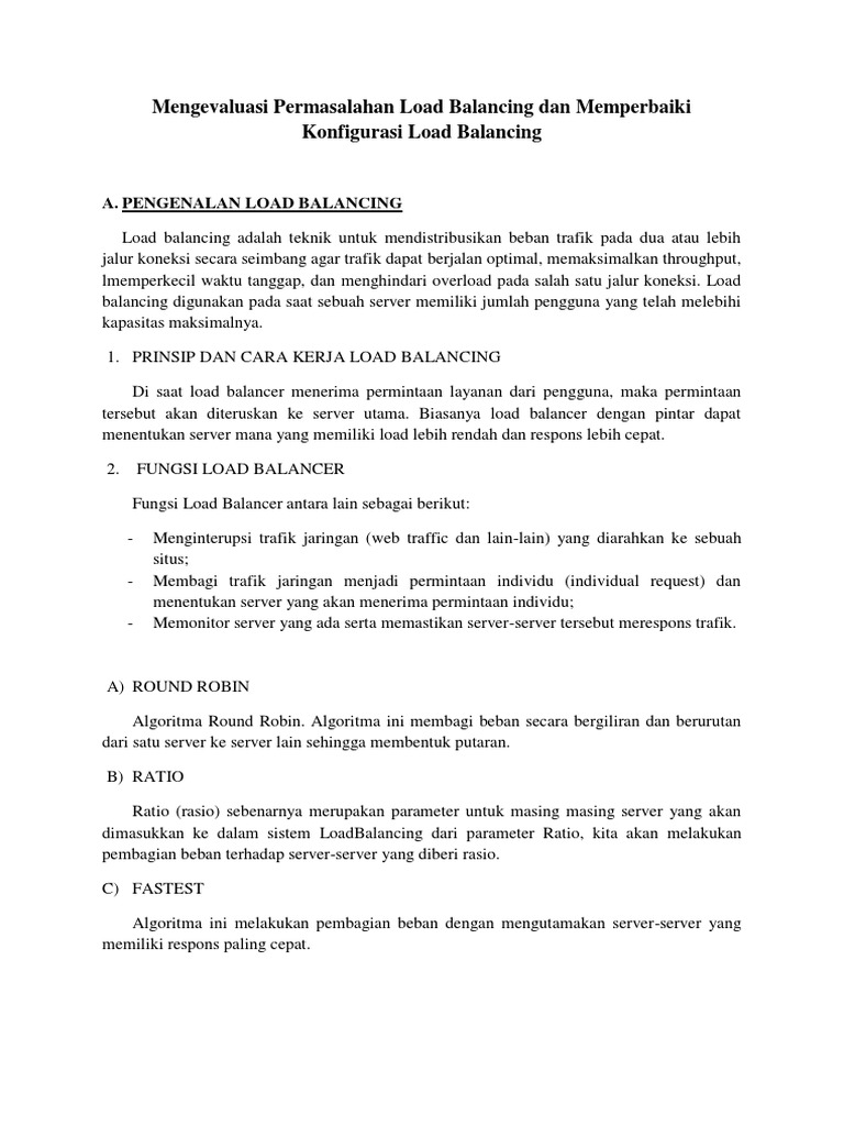 Mengevaluasi Permasalahan Load Balancing | PDF