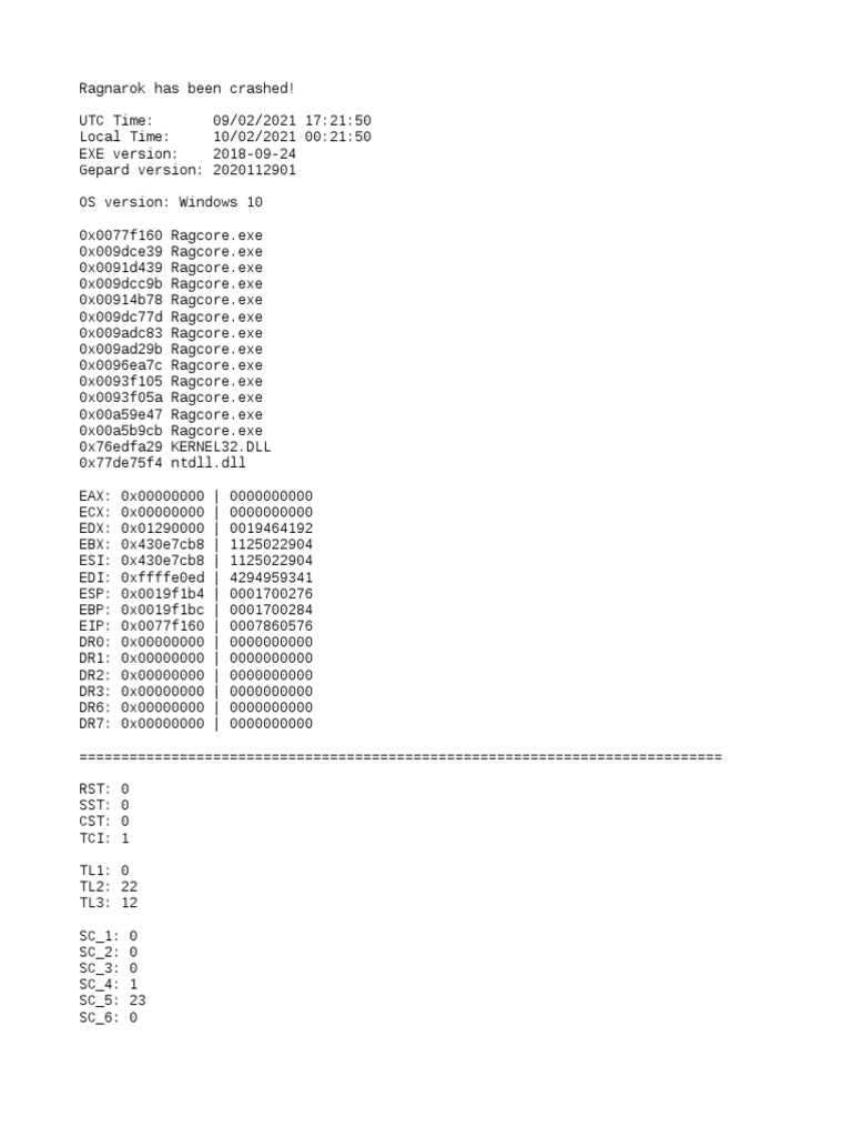 Game Crash Log | PDF | Computer File | Personal Computers