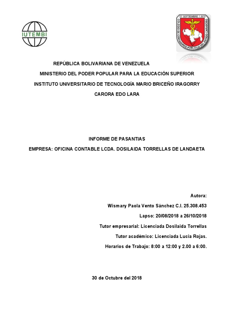 Informe Modelo Oficina Contable | PDF | Estado de resultados | Contabilidad