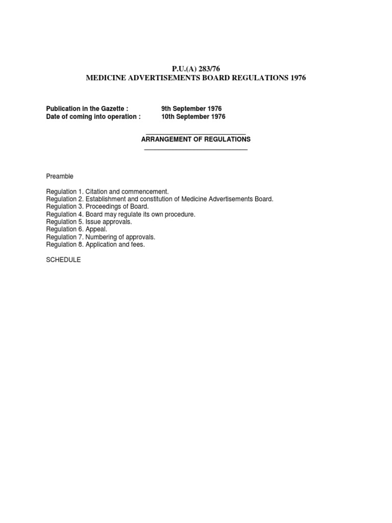 Medicine Advertisements Board Regulations | PDF | Money Order | Medicine