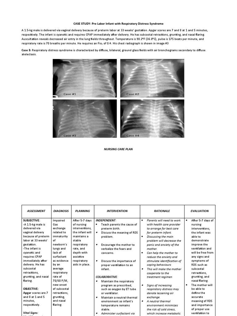 Respiratory Distress Syndrome in a Preterm Infant: A Case Study and ...