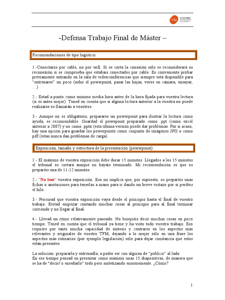 Guía para Defensa TFM en Psicopedagogía | PDF | Evaluación | Aprendizaje
