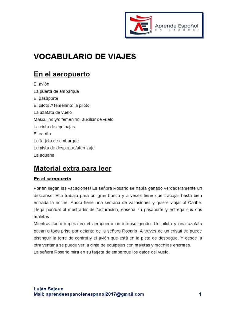 Viajes y transporte: vocabulario y situaciones | PDF | Aeropuerto | Tren