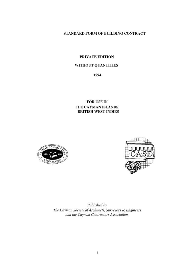 Standard Form of Building Contract Cayman Is. | PDF | Indemnity | Liability Insurance