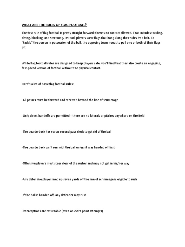 What Are The Rules of Flag Football | PDF | Touchdown | National ...