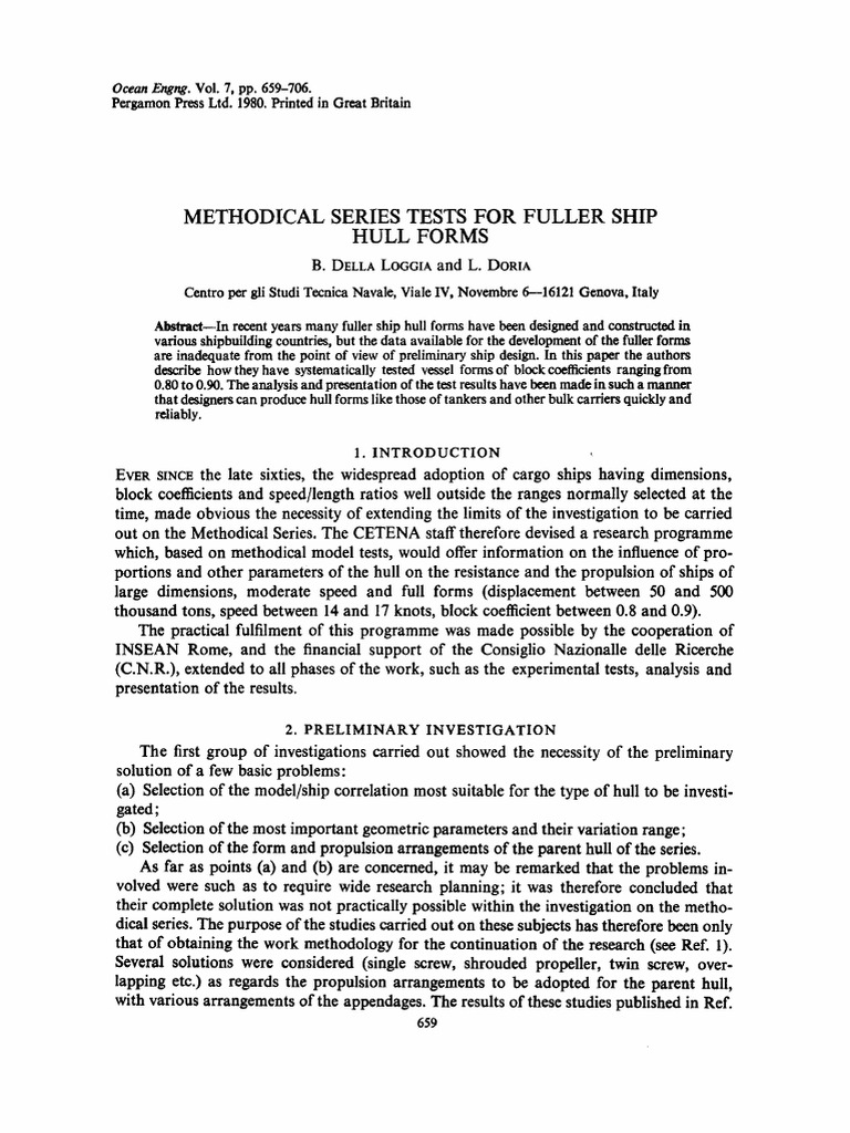 Methodical Series Tests For Fuller Ship Hull Forms: Ocean Engng | PDF ...