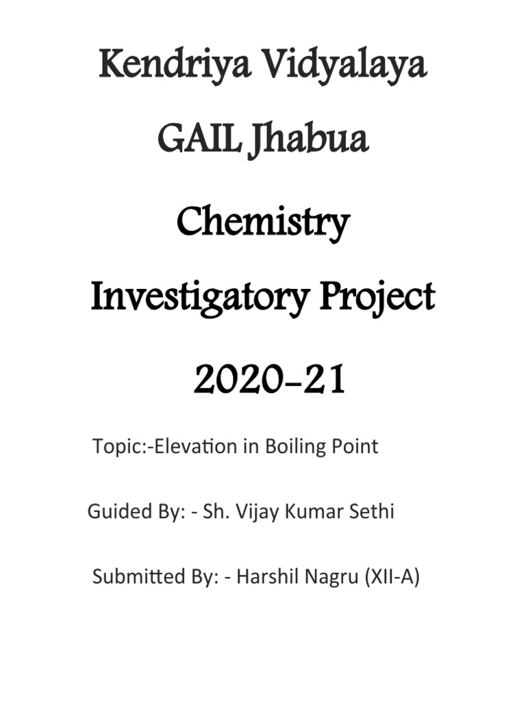 Elevation in Boiling Point Chemistry Project | PDF | Honey | Magnesium