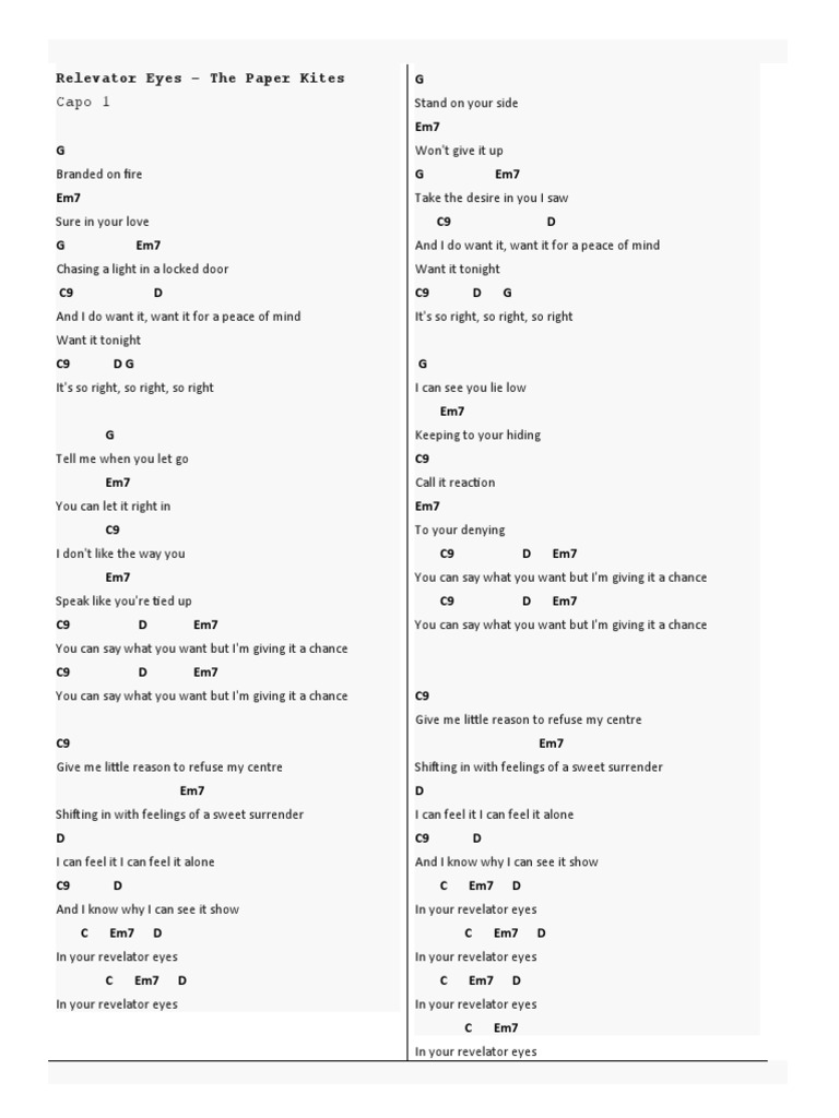 Guitar Chords Lying Eyes