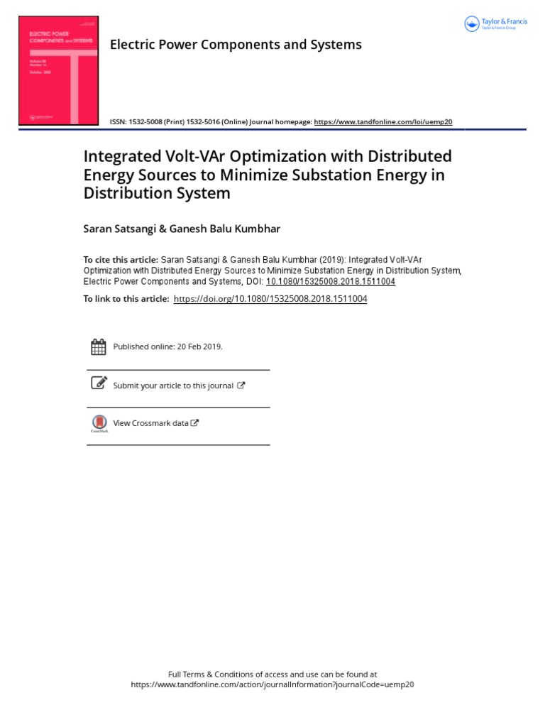 Integrated Volt-Var Optimization With Distributed Energy Sources To ...