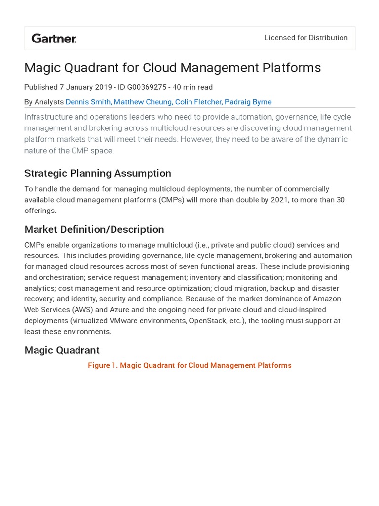 Gartner - Magic Quadrant For Cloud Management Platforms | PDF | Cloud ...