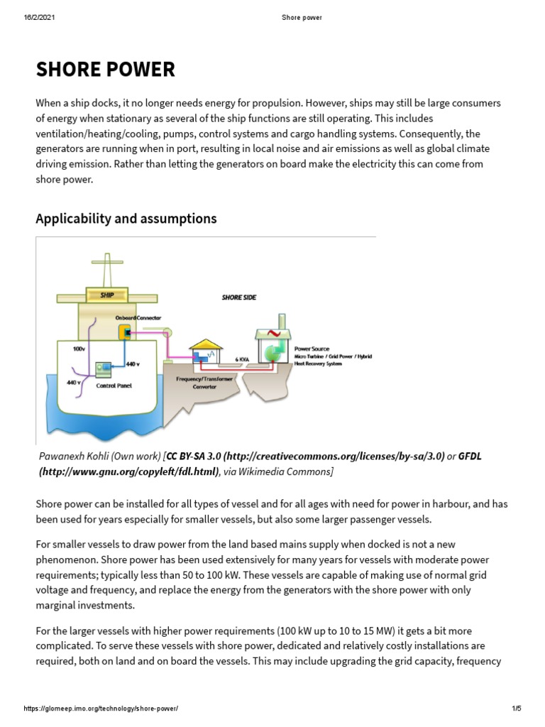 Shore Power: Applicability and Assumptions | PDF | Electrical Grid ...